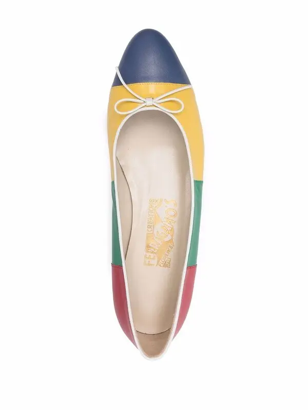FERRAGAMO Curiosa Color Block Leather Ballerinas