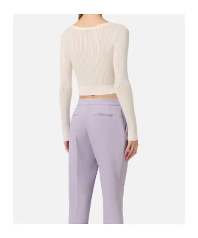 Elisabetta Franchi Printed Logo Knit Top - Ivory