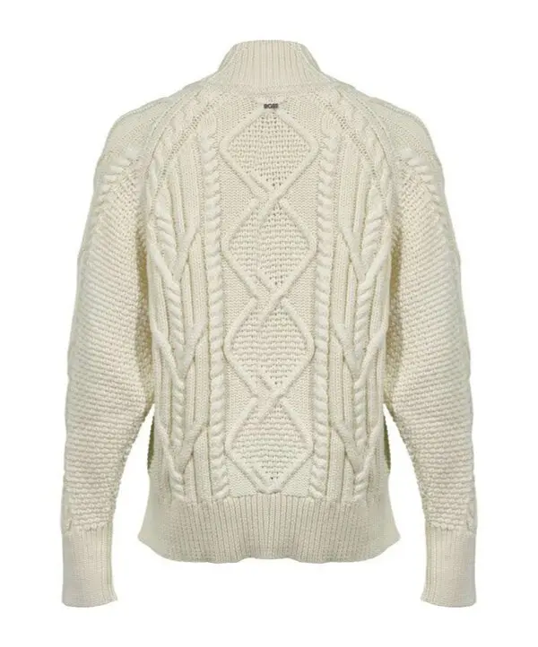 Hugo Boss Mock Neck Cable Knit Sweater