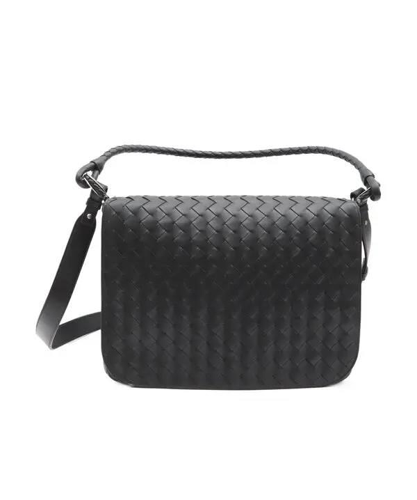 Bottega Veneta Swing Intrecciato Messenger Bag - Black