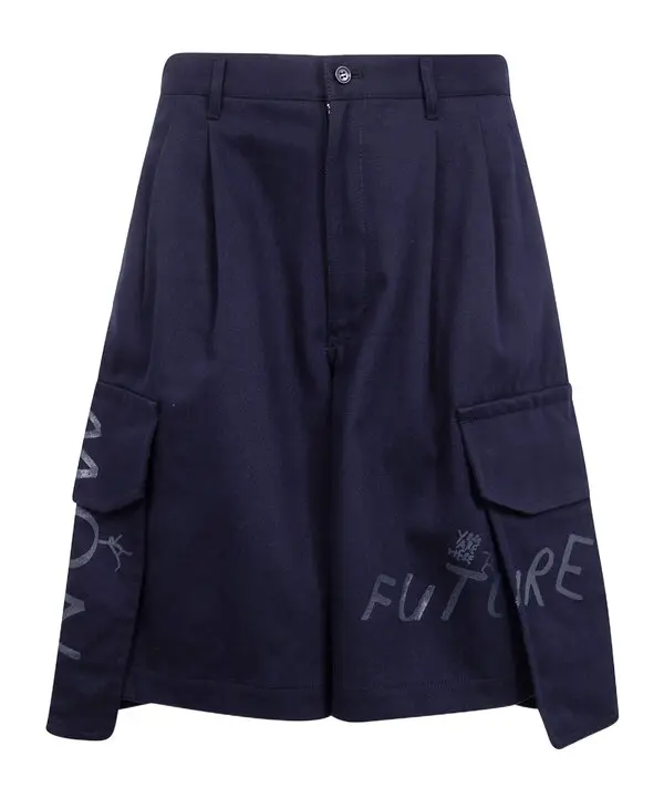 Comme Des Garçons Printed Cargo Shorts - Black