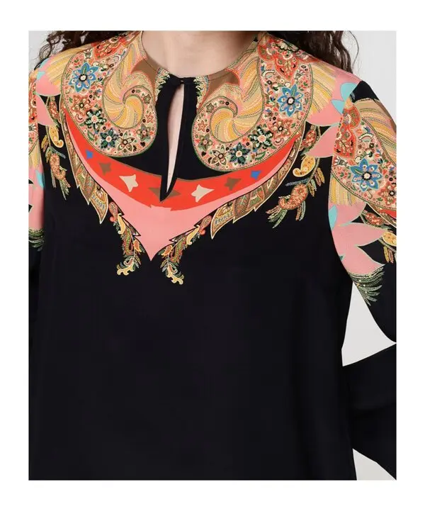 Etro Printed Keyhole Blouse