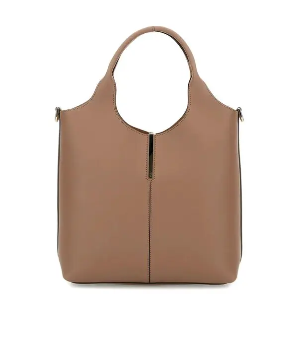 TOD'S Logo Engraved Small Shopper Bag - Brown