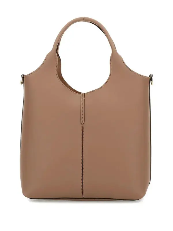 TOD'S Logo Engraved Small Shopper Bag - Brown