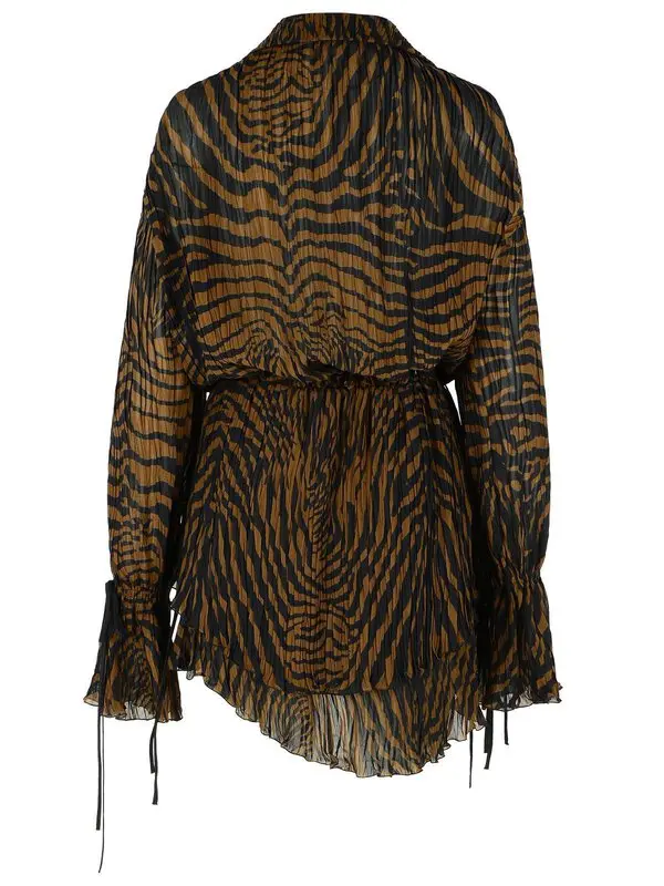 Blumarine V-neck Drawstring Waist Layered Mini Dress - Black