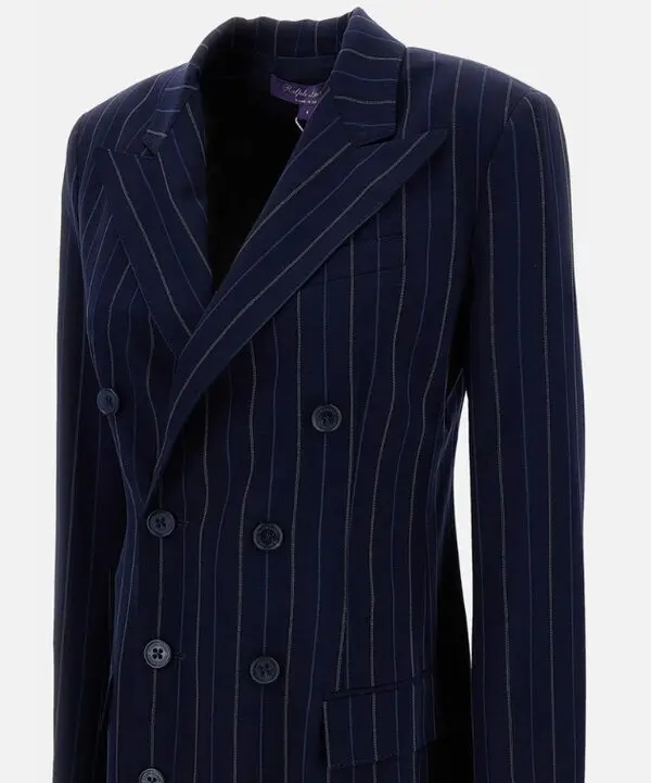 Ralph Lauren Camden Pinstripe Double-breasted Dress - Blue