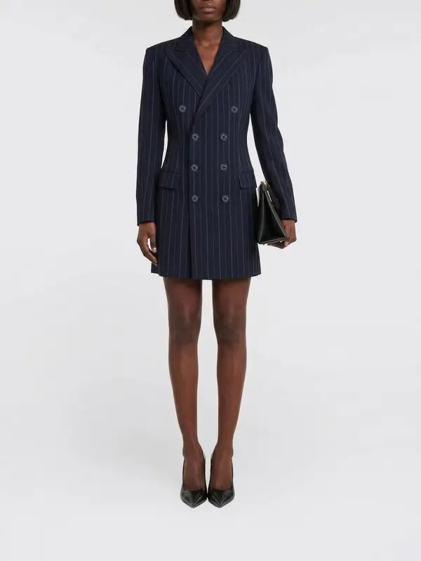Ralph Lauren Camden Pinstripe Double-breasted Dress - Blue