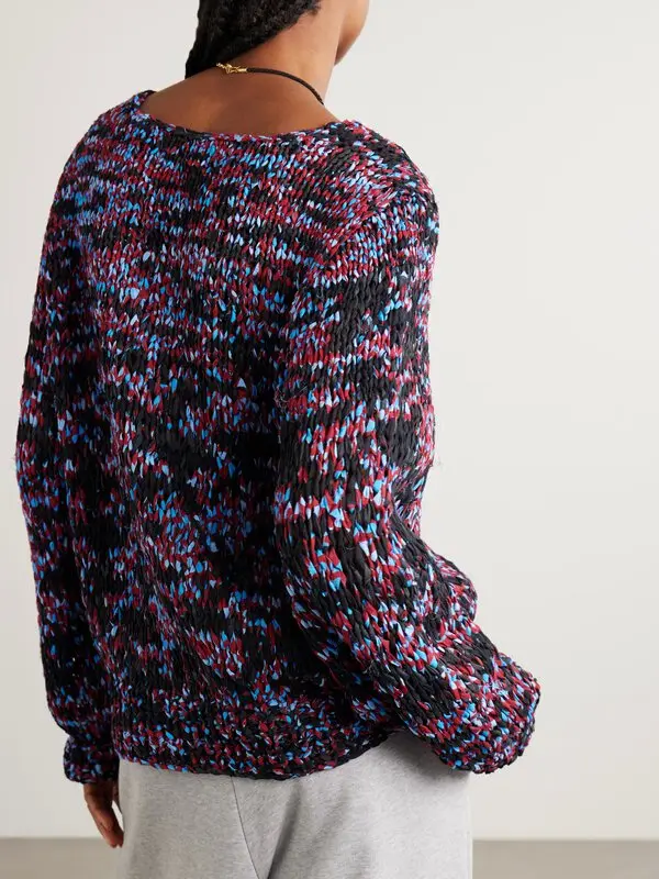 Dries Van Noten Oversized Frayed Sweater - Multi-color