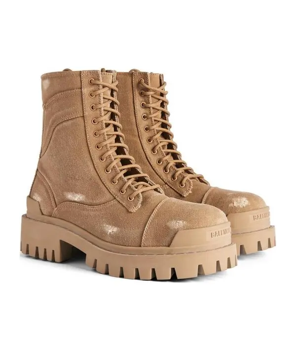 Balenciaga Combat Strike Lace-up Boots - Brown