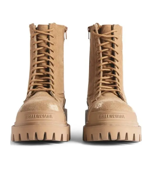 Balenciaga Combat Strike Lace-up Boots - Brown