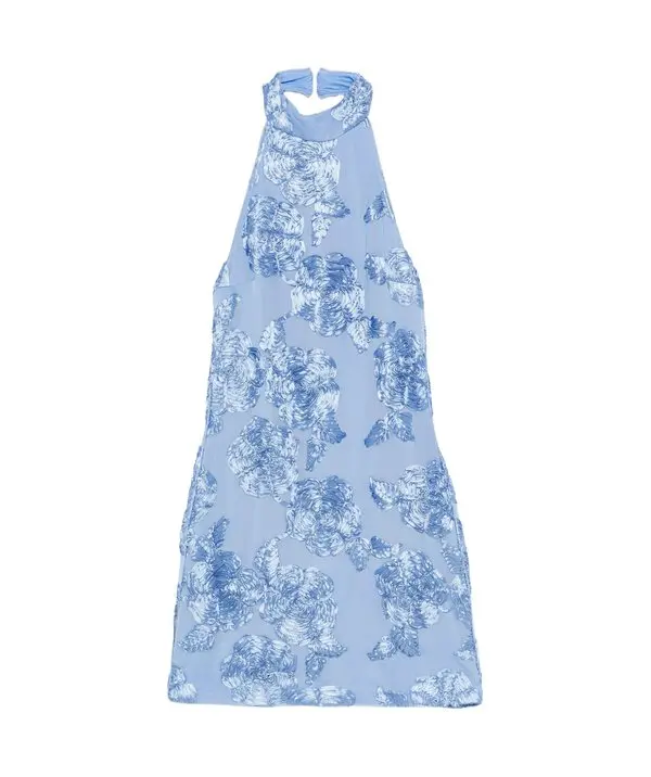 ROTATE BY BIRGER CHRISTENSEN Floral Embroidery High Neck Mini Dress