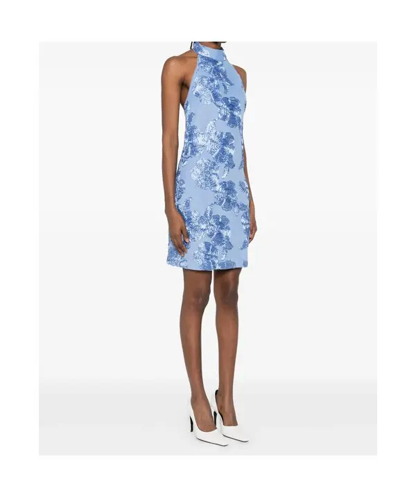 ROTATE BY BIRGER CHRISTENSEN Floral Embroidery High Neck Mini Dress