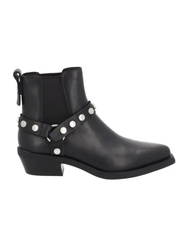 Ash Pointed Toe Chunky Heel Ankle Boots - Black