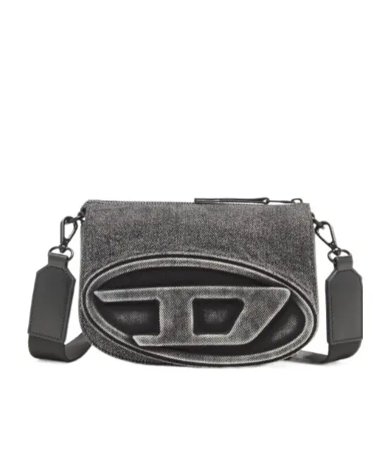 DIESEL® Oval Logo Messenger Bag - Grey Denim