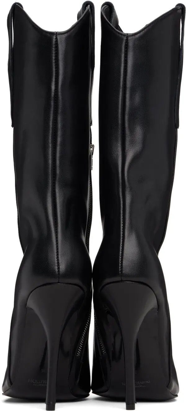 PUSHBUTTON Pointed Toe Leather Boots