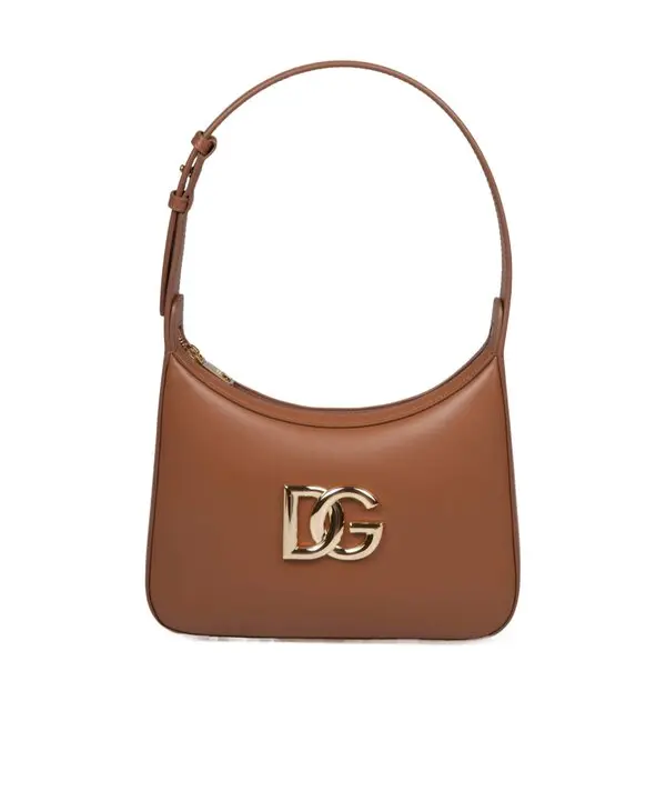 Dolce & Gabbana Logo Plaque Shoulder Bag - Caramel