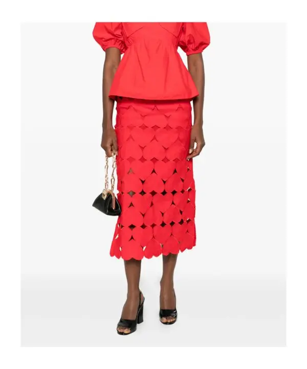 Farm Rio Heart Cutout Midi Skirt