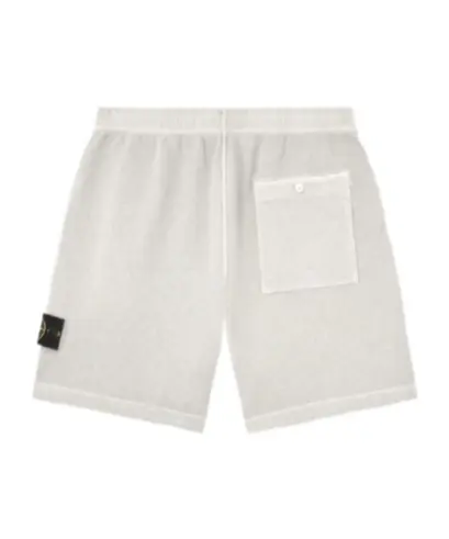 Stone Island Logo Patch Wide Leg Shorts - White