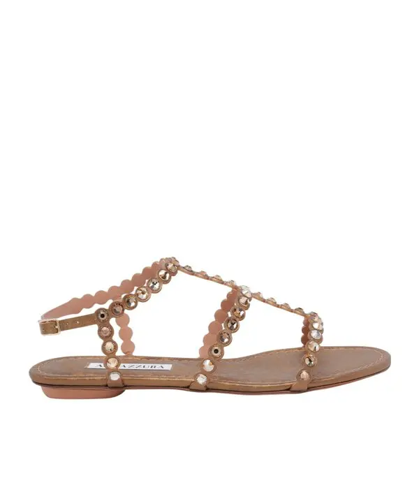 AQUAZZURA Embellished Flat Sandals
