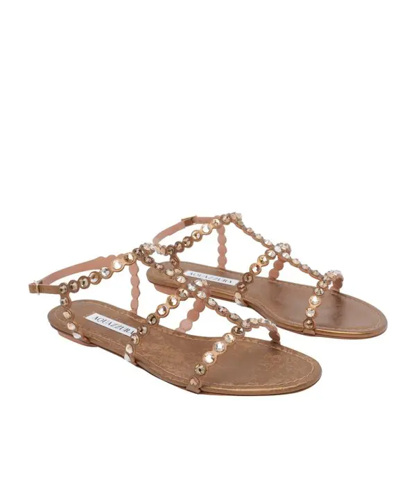 AQUAZZURA Embellished Flat Sandals