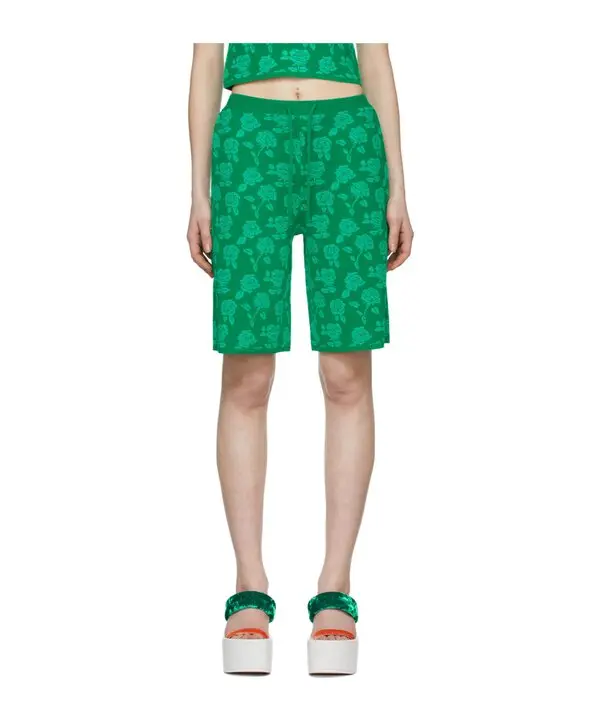 PUSHBUTTON Floral Print Ribbed Knit Shorts