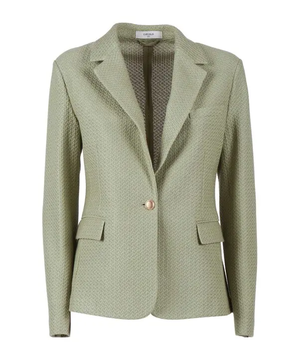CIRCOLO 1901 Single-breasted Knitted Cotton Blazer - Gray