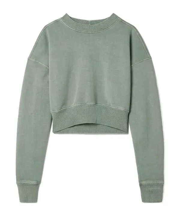SLVRLAKE Cropped Cotton-jersey Sweatshirt - Light Green
