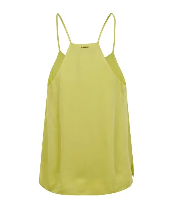 TWINSET Satin V-neck Spaghetti Strap Top - Green