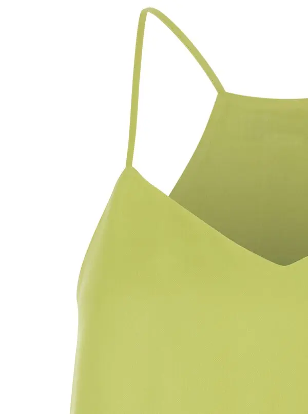 TWINSET Satin V-neck Spaghetti Strap Top - Green