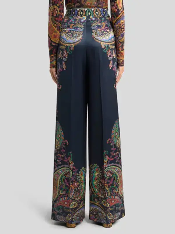 Etro Paisley Print Wide-leg Trousers - Green