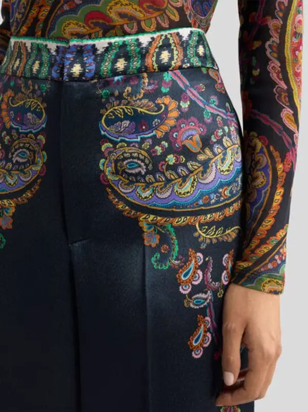 Etro Paisley Print Wide-leg Trousers - Green