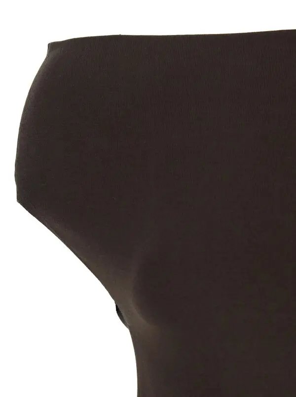 SEMICOUTURE Off-shoulder Sleeveless Knit Top - Brown