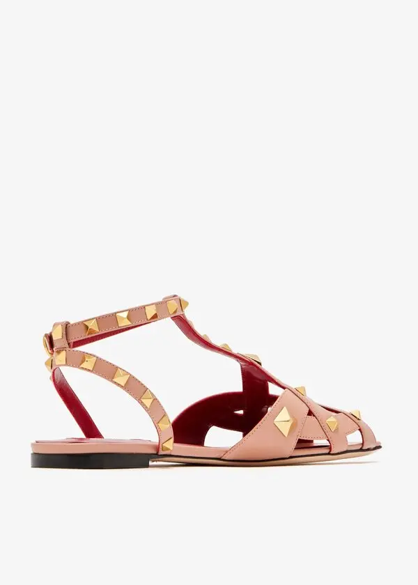 Valentino Garavani Studded Buckled Sandals - Nude