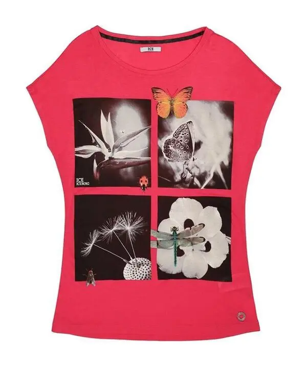 Iceberg Printed T-shirt With Round Neck - Red