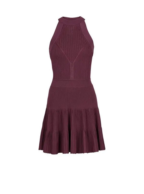 Balmain Sleeveless Openwork Knit Flared Dress - Posture