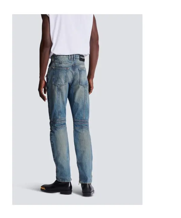 Balmain Vintage Denim Biker Jeans - Blue