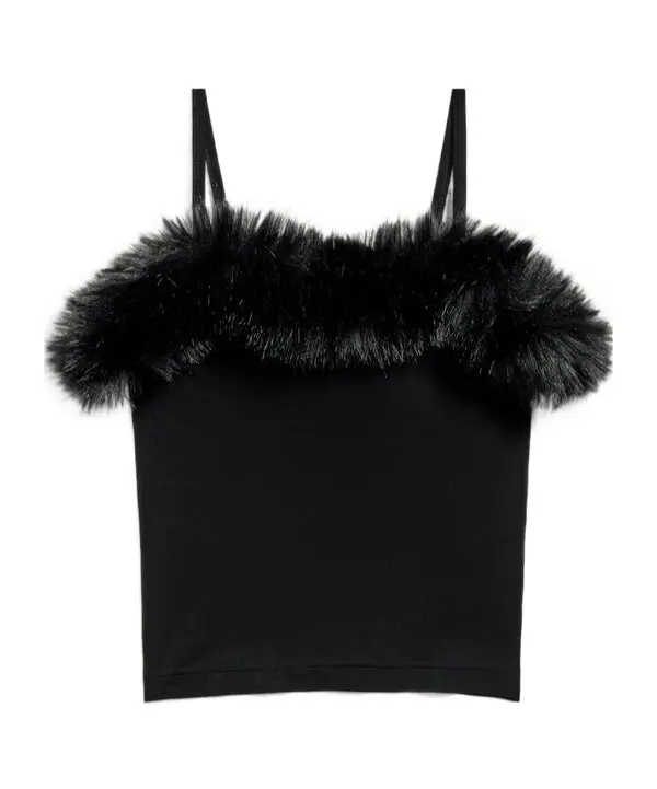 Balenciaga Fur Trimmed Strappy Top
