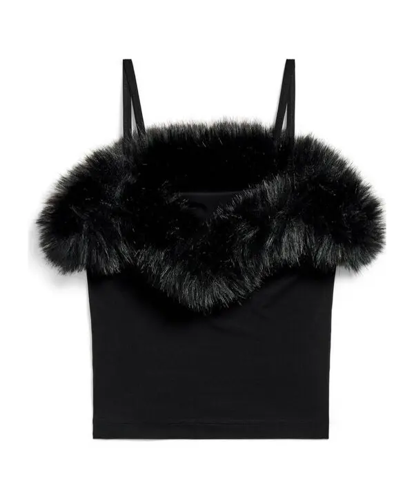 Balenciaga Fur Trimmed Strappy Top
