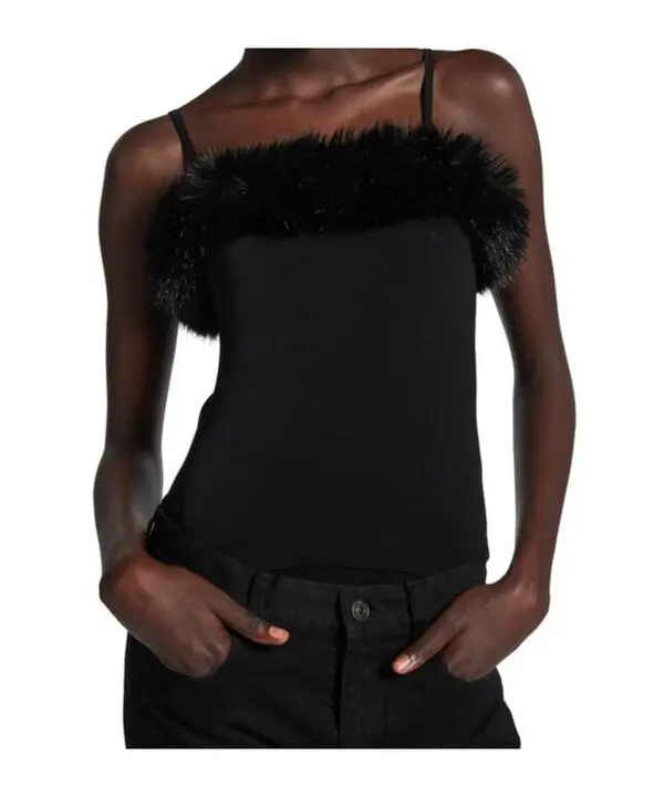 Balenciaga Fur Trimmed Strappy Top