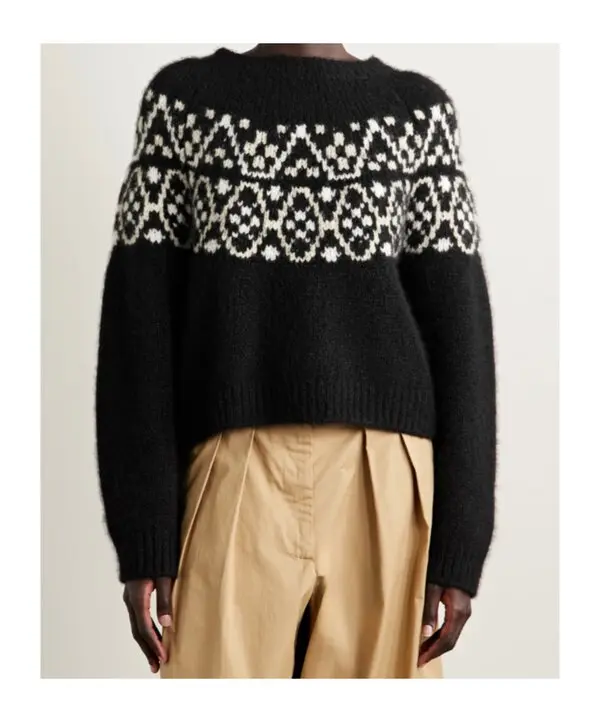 NILI LOTAN Chrissy Fair Isle Jacquard-knit Sweater - Black