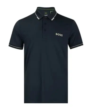 Hugo Boss Logo-print Trimmed Polo Shirt - Black