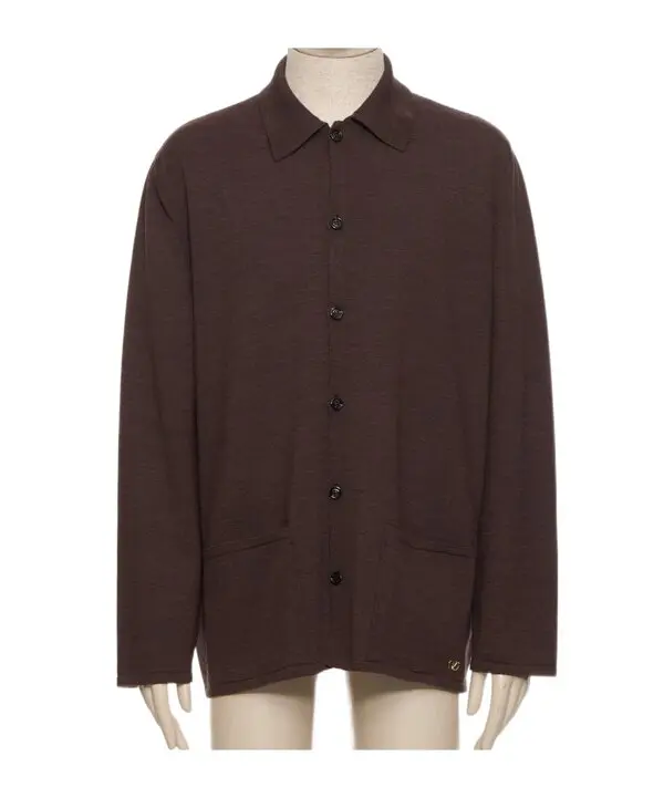 Valentino Garavani Collared Long-sleeved Knit Sweater With Patch Pockets