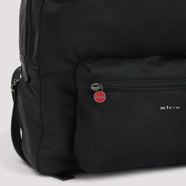 Kiton Logo Lettering Zipped Backpack - Black