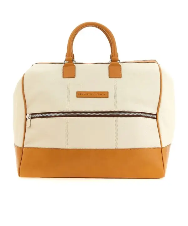 Brunello Cucinelli Leather Duffel Bag - Beige