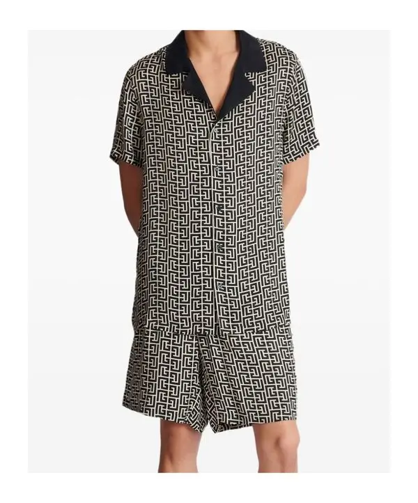 Balmain Pb Monogram Buttoned Shirt - Black