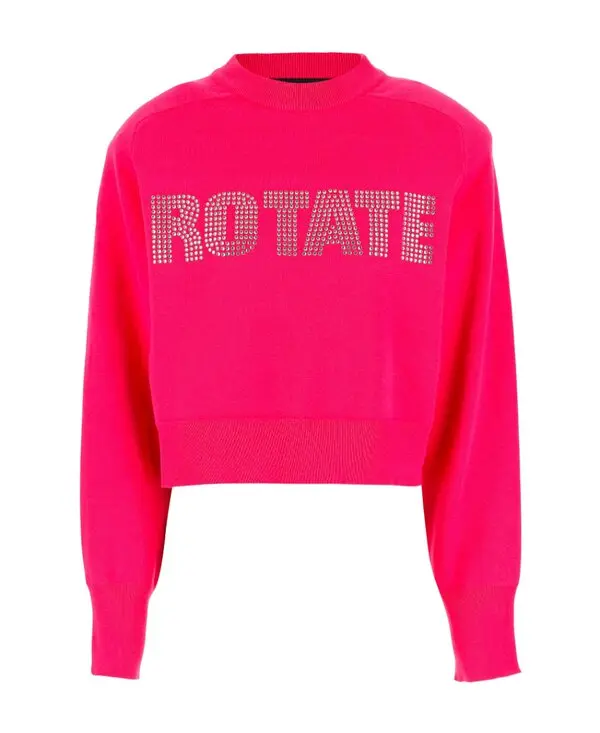 ROTATE BY BIRGER CHRISTENSEN Logo Embellished Cropped Sweatshirt - Pink