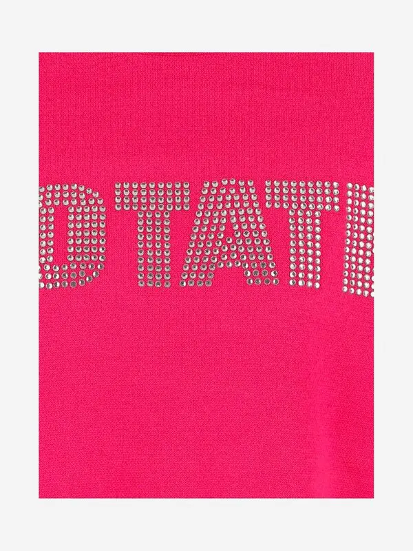 ROTATE BY BIRGER CHRISTENSEN Logo Embellished Cropped Sweatshirt - Pink
