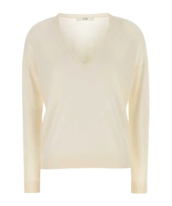 Co Knitwear V-neck Cropped Sweater - Nude