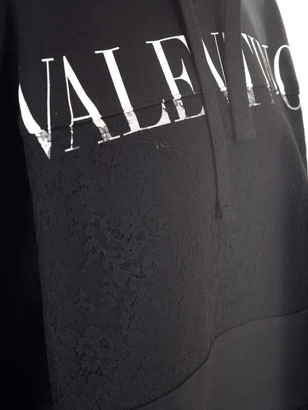 Valentino Garavani Logo Print Lace Insert Hoodie