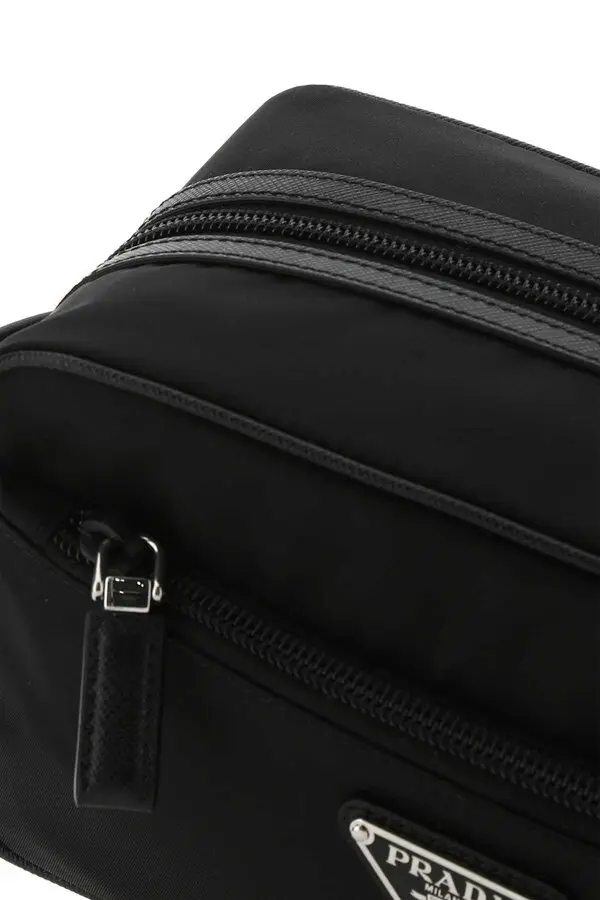 Prada Re-nylon And Saffiano Leather Travel Pouch - Black